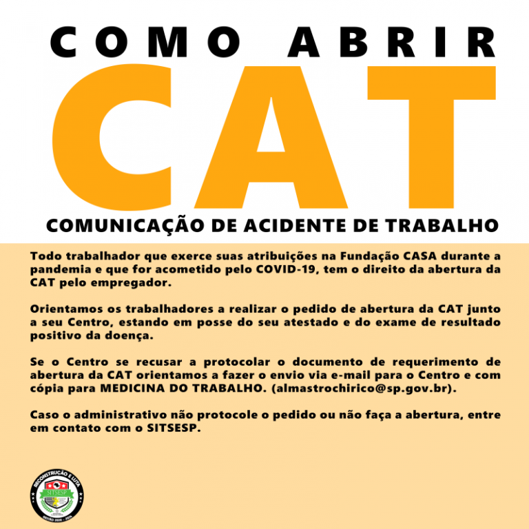 COMO ABRIR CAT ? - Comunicação de Acidente de Trabalho - SITSESP